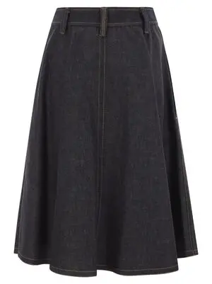 Brunello Cucinelli Monili-embellished Flared Midi Skirt - Black