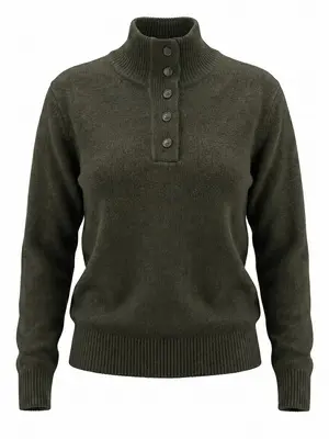 NILI LOTAN Button-placket High-neck Sweater - Black