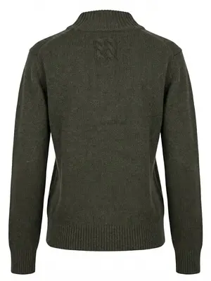 NILI LOTAN Button-placket High-neck Sweater - Black