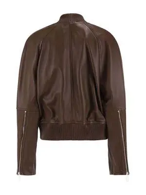 Sportmax Amour Leather Bomber Jacket - Brown