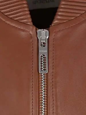 Sportmax Amour Leather Bomber Jacket - Brown