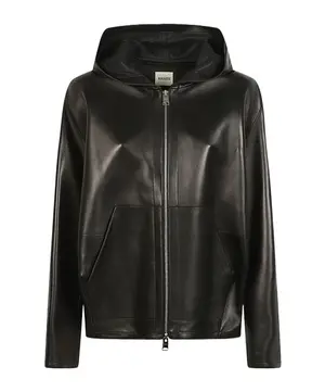 Women's Black Hooded Leather Jackets