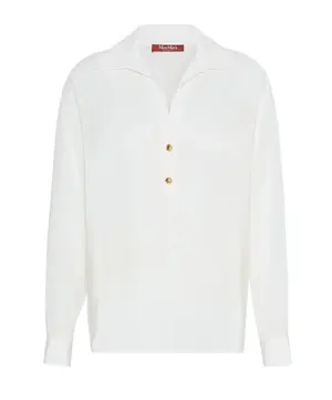 Max Mara Mstaia Buttoned Long Sleeve Top - Silk