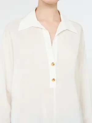 Max Mara Mstaia Buttoned Long Sleeve Top - Silk