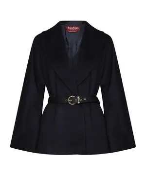 Max Mara Belted Waist Tailored Jacket - Deep Navy Blue