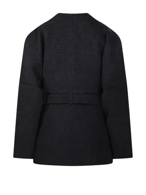 GANNI Grey Wool Belted Jacket
