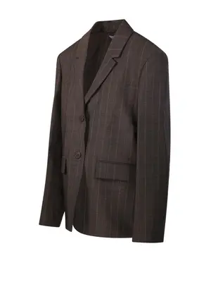 GANNI Blazer In Pinstripe Wool