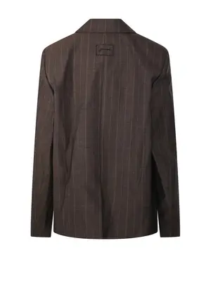 GANNI Blazer In Pinstripe Wool
