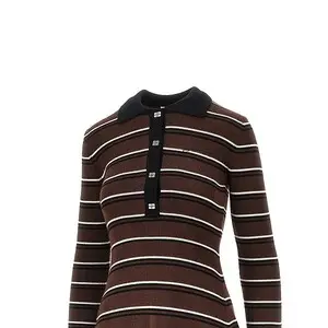 GANNI Polo Dress In Striped Merino