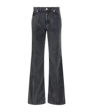 HAIKURE Logo Patch Wide-leg Corduroy Pants - Grey