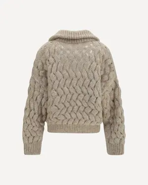 Brunello Cucinelli Dazzling Zigzag Cables Chunky-knit Cardigan