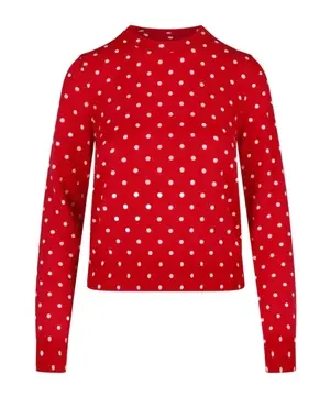 Comme Des Garçons Polka Dot Crewneck Jumper - Red
