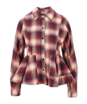 GANNI Checked Flannel Shirt - Red