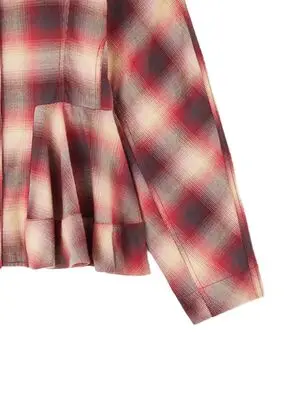 GANNI Checked Peplum Shirt - Red