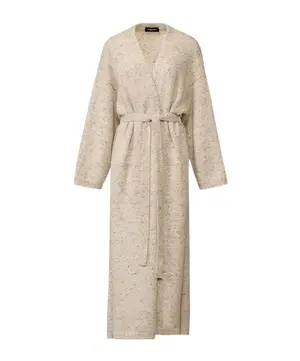 Fabiana Filippi Long Knit Cardigan With Waist Tie And Pockets - Nude