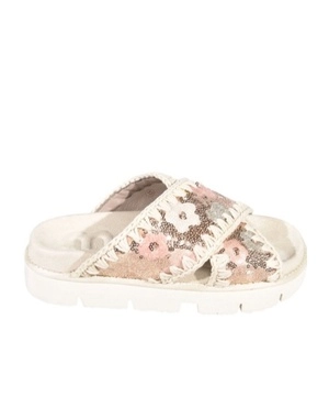 Mou Sequin-embellished Sandals - Beige