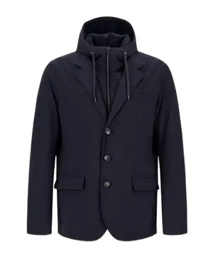 Herno Resort Blazer In Melange-effect Stretch Nylon