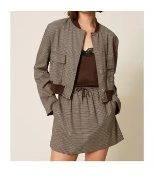 TWINSET Houndstooth Cropped Jacket