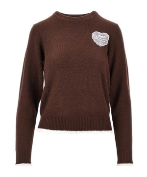 GANNI Logo Patch Knitted Jumper - Red