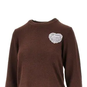 GANNI Logo Patch Knitted Jumper - Red