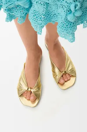 Loewe Pebble Soft Slide In Laminated Lambskin