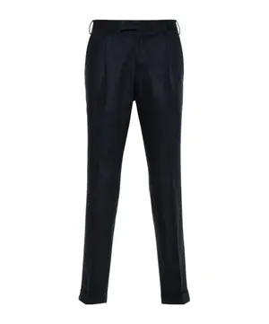 PT TORINO Mid-rise Pleated Trousers - Navy