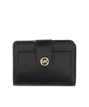 Michael Kors Logo Plaque Leather Purse - Black