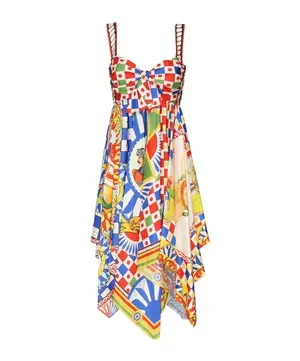 Dolce & Gabbana Dolce Gabbana Carretto Printed Sweetheart Neck Mini Dress - Multicolor