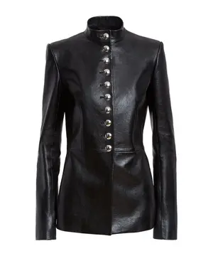 Khaite Standing Collar Leather Jacket - Black