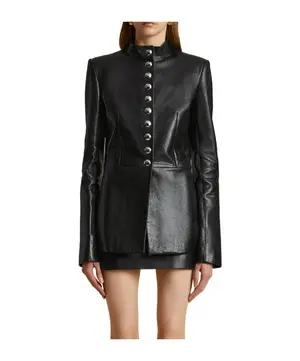 Khaite Standing Collar Leather Jacket - No