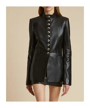 Khaite Standing Collar Leather Jacket - No