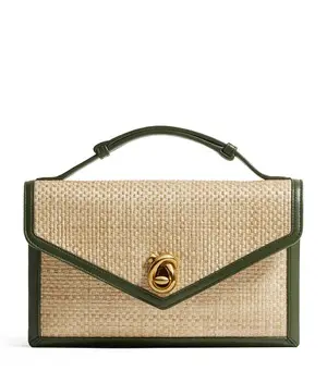 Bottega Veneta Raffia Knot Lock Shoulder Bag - White