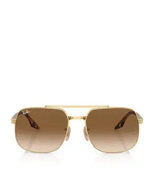 Ray-ban Pilot Sunglasses With Double Bridge - Gold