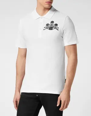 Philipp Plein Polo Shirt Ss Skull - White