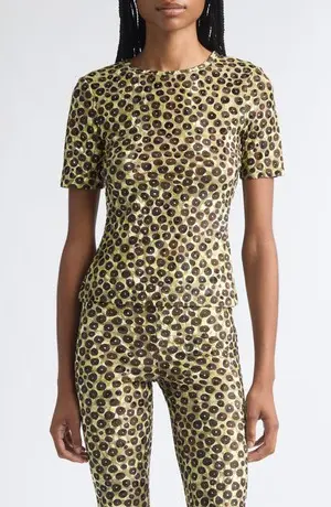 SIEDRES Idyl Print Velvet Devoré Open Back Top