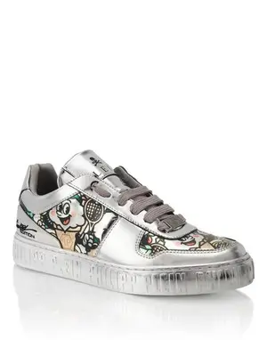 Philipp Plein Mirror Leather Sneakers 3d Ice Cream - Silver