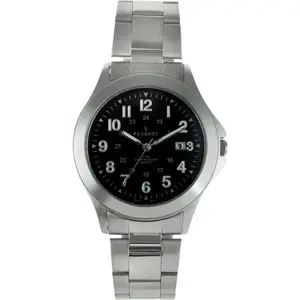 PEUGEOT Military Round Dial Calendar Bracelet Watch40mm - Silver