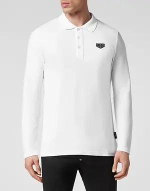 Philipp Plein Slim Fit Long-sleeve Polo - White