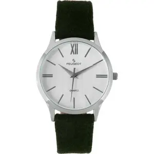 PEUGEOT Minimalist Clean Dial Wool-leather Strap Watch- 40mm - Green