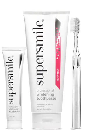 SUPERSMILE Peppy Mint Toothpaste With Accelerator & Crystal Collection Toothbrush