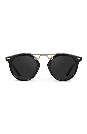 WMP EYEWEAR Skyler48mm Metal Bridge Round Polarized Sunglasses - Black