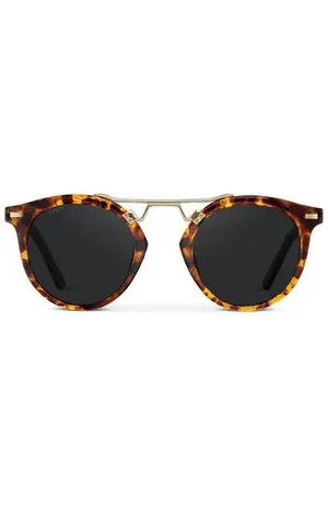 WMP EYEWEAR Skyler48mm Metal Bridge Round Polarized Sunglasses - Tortoise