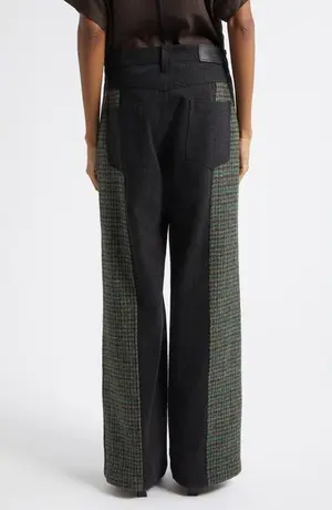 DIOTIMA Cesaire Wool Houndstooth & Cotton Twill Pants
