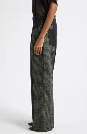 DIOTIMA Cesaire Wool Houndstooth & Cotton Twill Pants