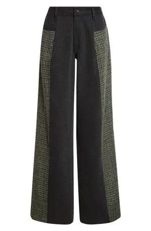 DIOTIMA Cesaire Wool Houndstooth & Cotton Twill Pants