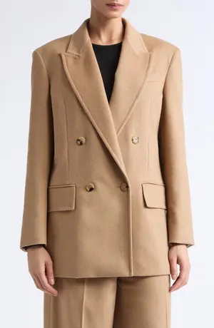 Max Mara Olimpia Double Breasted Wool Blazer - Camel