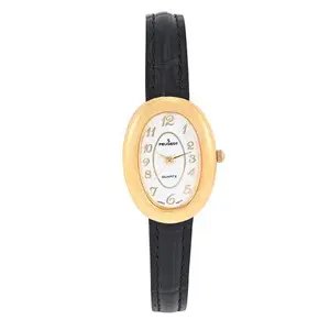PEUGEOT Vintage Petite Oval Leather Strap Watch- 30x22mm - Black