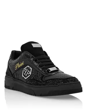 Philipp Plein Low Top Sneakers Mix Strass Cocco - Black/black