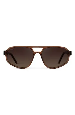 WMP EYEWEAR Brooklyn 56mm Aviator Sunglasses - Crystal Brown