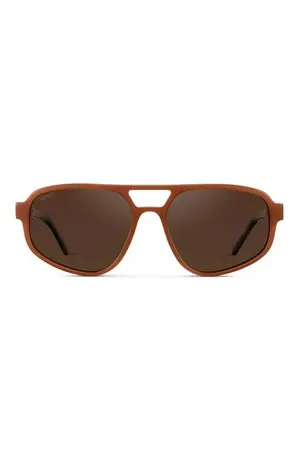 WMP EYEWEAR Brooklyn 56mm Aviator Sunglasses - Milky Rust Tortoise